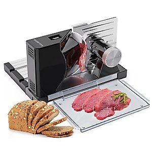 Foldable Electric Meat Slicer Machine, SASA ROCOO Home Use Food Slicer, 0-18mm Adjustable Slice Thickness,Removable Stainless Steel Blade,Detachable Design,Safe Child Lock Protection-Silver