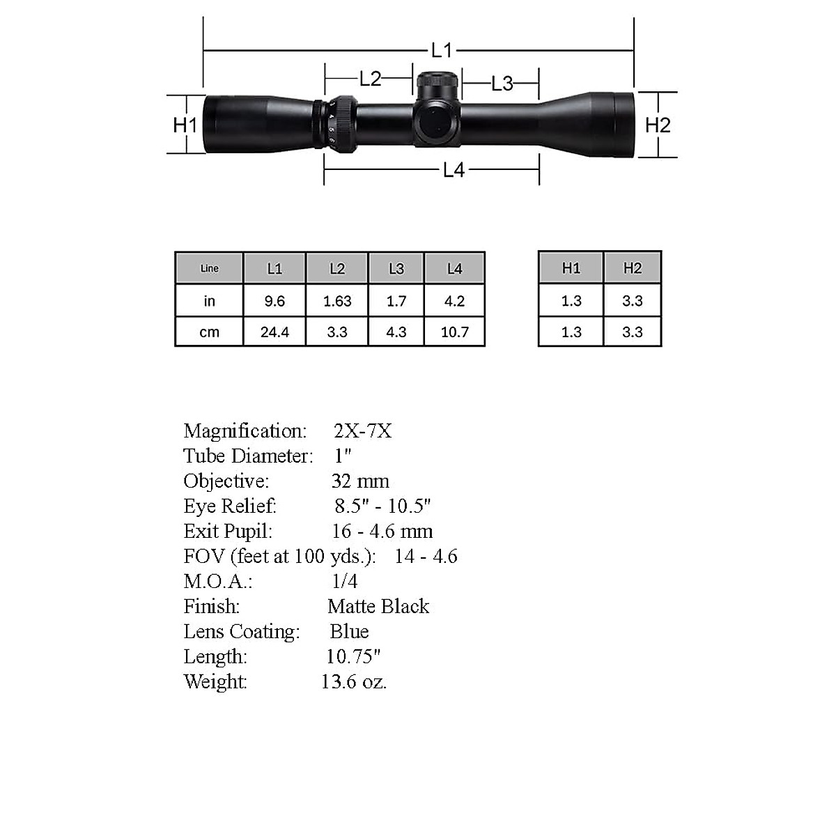 Mosin Nagant 2-7x32 Long Eye Relief Scope + Scout Rail Mount for Mosin Nagant 91/30 M38 M44 1891 91/30 1891/30 Rifles +1 Inch Ring + 7.62 x 54R Caliber Cartridge