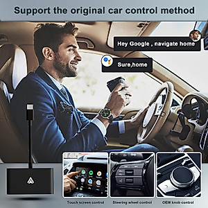 WQQBFF Wireless Android Auto Car Adapter，Android Phones Converts Wired Android Auto to Wireless - Direct Plug-in Type-c Adapter， Android Auto Wireless Adapter AI Box for Car with OEM（Black）
