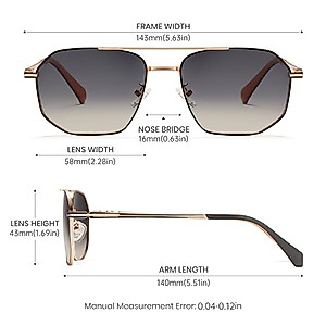 Cyxus Military Aviator Sunglasses for Men Trendy Pilot Shade Metal Frame Polarized Lens UV Protection for Outdoor（1021W06 Brown）