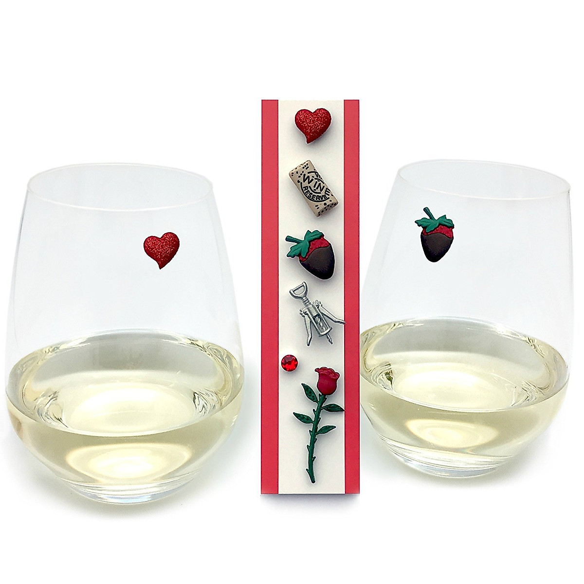 Magnetic Wine Glass Charms - Set of 6 Drink Markers - Unique Gift Idea for Her - Fun Birthday Present for Mom, Girlfriend, Best Friend, Sister, Aunt