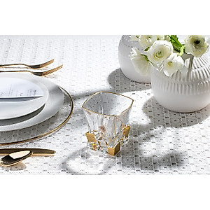 Barski - European Quality Glass - Crystal - Set of 6 - Square Shaped - Double Old Fashioned Tumblers - DOF - Tumbler is 11.7 oz. - with Matte Gold Ice Cubes Design - Glasses are Made in Europe