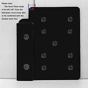 Bed Frame Post Double Hook Slot Hardware Attachment Bracket，Bed Rail Hooks Cold Rolled Steel 5''×4¼''，Thickness 2 mm, Heavy Duty for Plates Bed Accessories with Screws Included（4 Sets ） (5''×4¼'')