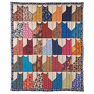 ART & ARTIFACT Cats Quilted Blanket, Colorful Throw Blanket, 100% Cotton Throw Quilt, 50" x 65"