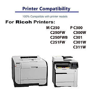 SINIYA 1-Pack (Black) Compatible High Capacity 408336 Toner Cartridge Used for Ricoh M C250 C250FW C250FWB C251FW, P C300 C300W C301 C301W C311W Printer
