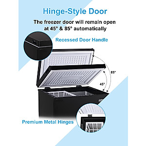 KRIB BLING Chest Freezer 5.0 cu.ft Mini Adjustable 7 Thermostat Compact Deep Freezer Top Door Low Noise with Removable Basket Black