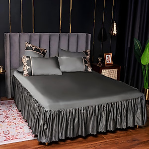Maschringer 6 Luxury Satin King Size Duvet Cover and Pillow Set Grey King Duvet Covers(U.S. Standard) Perfect for Wedding or Romantic Nights. Cooling and Soft Bedding