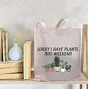 BDPWSS Plant Canvas Tote Bag Crazy Plant Lady Gift Sorry I Have Plants This Weekend Plant Lover Shoulder bag (Have plants TG)