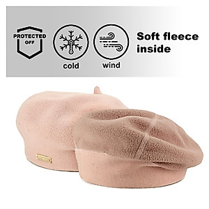 Braxton Pink - Warm Lined Wool Knit Berets - French Paris Hat for Women