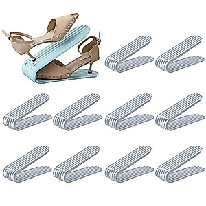 ZANBANG Shoe Slots Organizer,10 Pack Detachable and Adjustable Shoe Stacker for Closet Organization ZML-288 (Grey White)