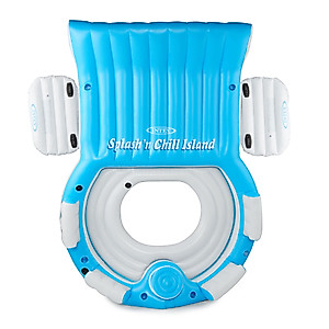 Intex 56299EP 145 x 125 x 20 Inch Splash N Chill Inflatable Lake and Pool Relaxation Island Lounger Seat for up to 7 Adults, Blue and White