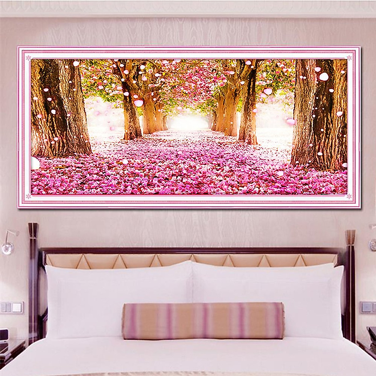 tomungs Large 5d Diamond Painting Kits for Adults Full Drill Cherry Blossom Flower Tree Paint by Diamonds DIY Round gem Paintings Pack 3D Diamond Painting Bead Art kit Size 130 X 50 cm
