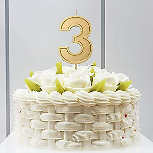 LUTER 3.94 Inches Oversized Birthday Candles Gold Glitter Birthday Cake Candles Number Candles Cake Topper Decoration for Wedding Party Kids Adults, Number 1