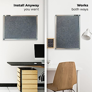 SECO Felt Backed Noticeboard 18 x 24 Inch Bulletin Board with Aluminium Frame, Grey