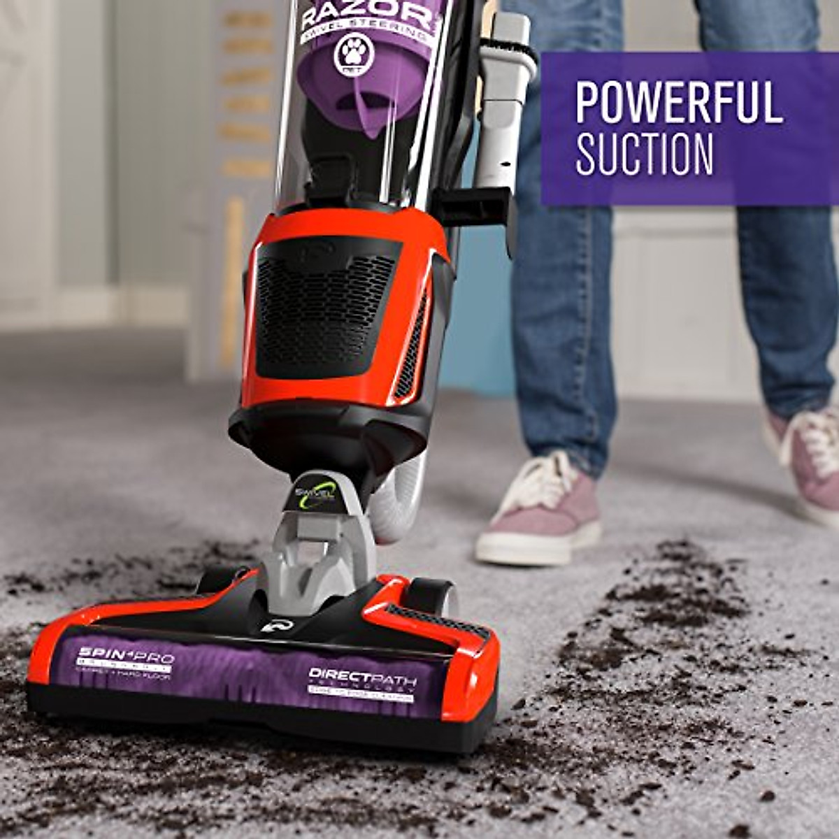 Dirt Devil Razor Pet Vacuum Cleaner with Swivel Steering, UD70355B, Red