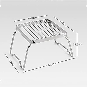 Outdoor Camping Portable Folding Burner Stove Stand Bracket, Folding Campfire Grill, Stainless Steel Cooking Grate with Adjustable Legs, BBQ Grill Holder for Camping Hiking Backpacking Striped