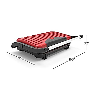 Chef Buddy Gourmet (Red) Panini Press – Sandwich Maker with Nonstick Plates – Indoor Countertop Cooking Burgers, Steak, Grilled Cheese, 9.5" x 10.5" x 3