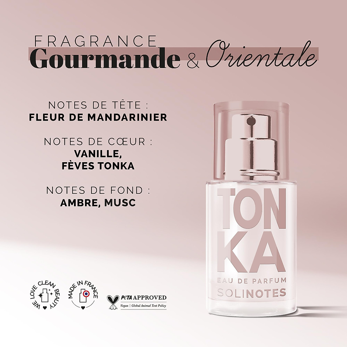 SOLINOTES Tonka Perfume for Women - Eau De Parfum | Delicate Floral and Soothing Scent - Made in France - Vegan - 0.5 fl.oz