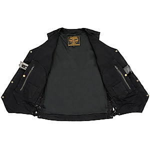 Milwaukee Leather DM1990 Men's Black 10 Pocket Side Lace Denim Vest - 4X-Large