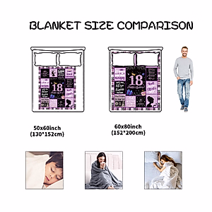18th Birthday Blankets for Girls, 18th Girl Birthday Blanket 50"x60" Birthday Decoration, Sweet 18th Girls Birthday Blanket Throw Blanket for Couch Bed, Soft Blanket Birthday Blankets for Girl