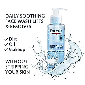 Eucerin Hydrating Cleansing Gel, Daily Facial Cleanser Formulated with Hyaluronic Acid, 6.8 Fl Oz
