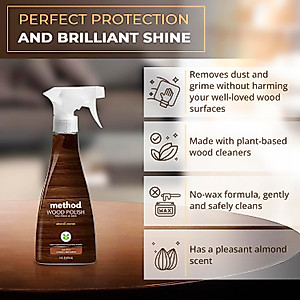 Method Daily Wood Cleaner 28oz Method Wood Polish 14 Oz, Daily Hardwood Cleaner Bundle with Microfiber Towel