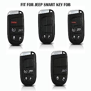K LAKEY Key Fob Cover,Fit for Jeep Bottons Remote Key Grand Cherokee Renegade Compass Dodge Durango Journey Charger Challenger Key Fob,Smart Key Fob Soft TPU Case Shell with Alloy Keychain Red