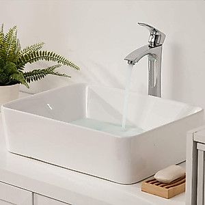 Vessel Sink Rectangular - Sarlai 19"x15" White Bathroom Sink Rectangle Above Counter Porcelain Ceramic Bathroom Vessel Vanity Sink Art Basin