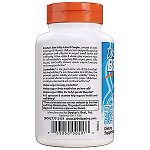 Doctor's Best, Fully Active B Complex Supports Energy Nervous System Optimal Health Positive Mood Wellbeing NonGMO Gluten Free Vegan Soy Free, 60 Count