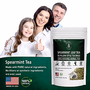 Spearmint Tea (50 Tea Bags) with Natural Spearmint Leaves Herbal Tea in Caffeine Free Easy to Use Tea Bags