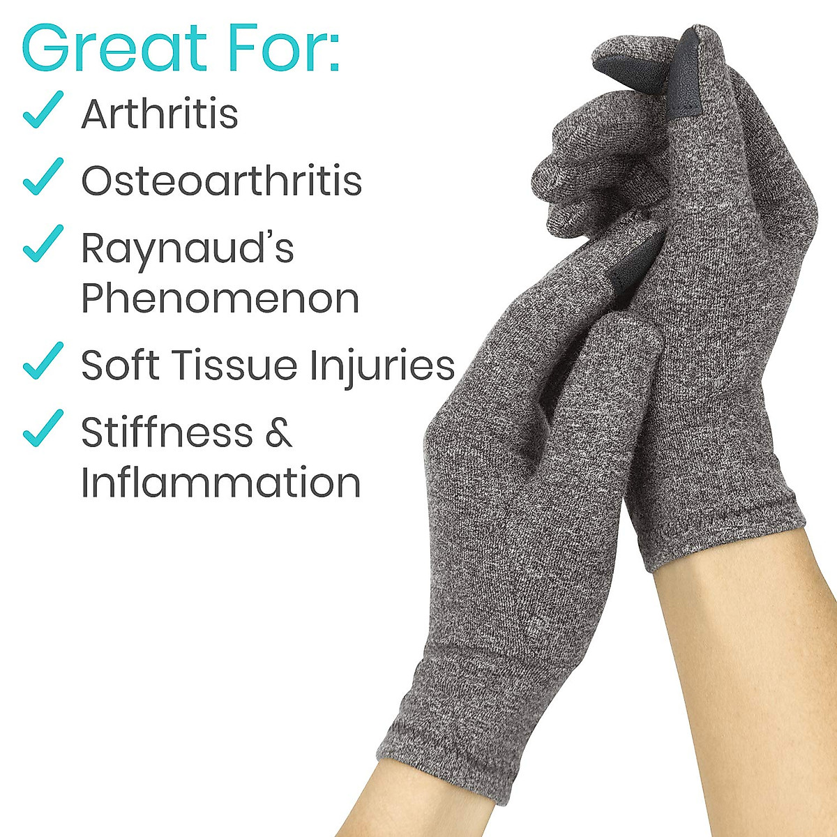 Vive Compression Arthritis Gloves - Comfortable Fit for Men and Women - Full Finger for Rheumatoid, Osteoarthritis