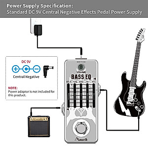 Amuzik Bass EQ Pedal 5 Band Equalizer Pedals For Bass Guitar With 5 Band Graphic Mini Size Full Metal Shell True Bypass, LEF-317B