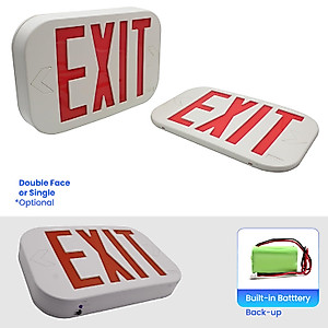 LimoLighting [4 Pack] New Gen. SMD LED Red Exit Sign Emergency Light, UL & ETL Certified, Sinlge or Double Sided (Double Face) with Battery Back-Up/Red Letter, Wall/Ceiling/Side Mount, AGG3396