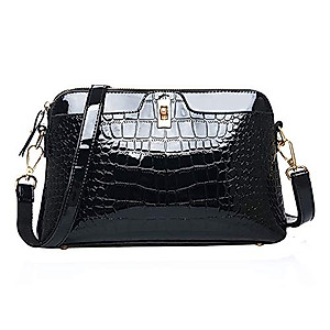 Goclothod Handbag Women Alligator Shoulder Bag Patent Leather Tote Purse