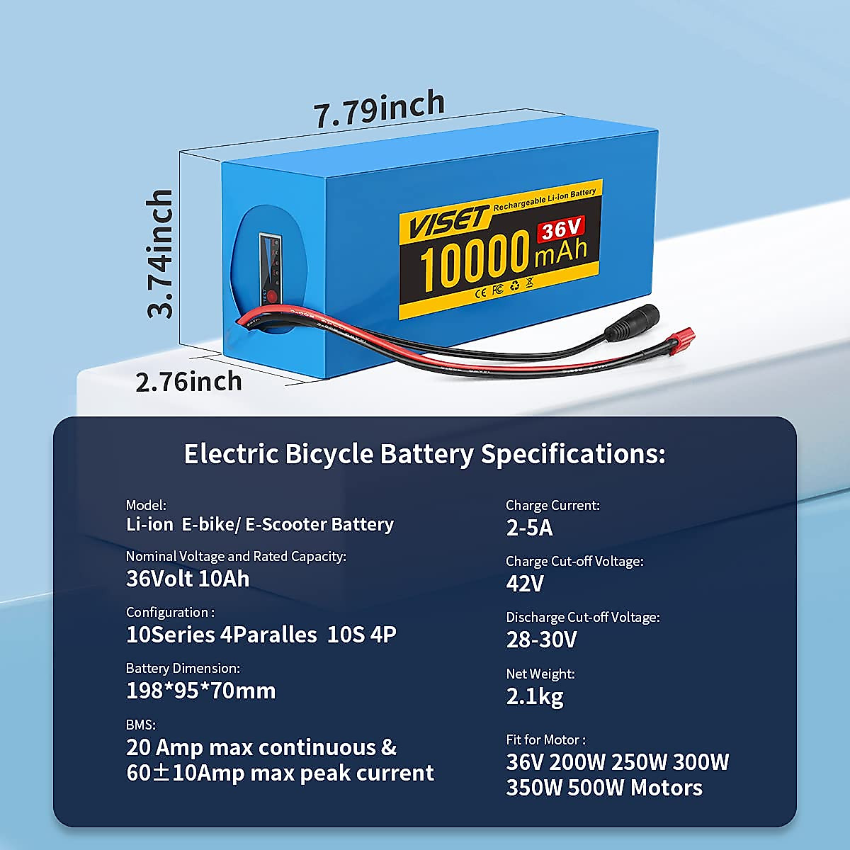 H HAILONG 36V 10AH 48V 20AH Lithium Battery/36V Ebike Battery, Ebike Battery 36V 10AH with 2A Charger, T-Plug, XT60 Connector and 20A BMS for 250W 350W 500W Ebike Battery/Ebike Kit(36V 10ah)
