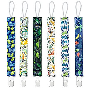 PandaEar Baby Pacifier Clips, 6 Pack Universal Holder Leash for Boys and Girls, Teething Toys Teethers