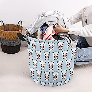 Cute Panda Heart Large Laundry Basket Hamper Bag Washing with Handles for College Dorm Portable