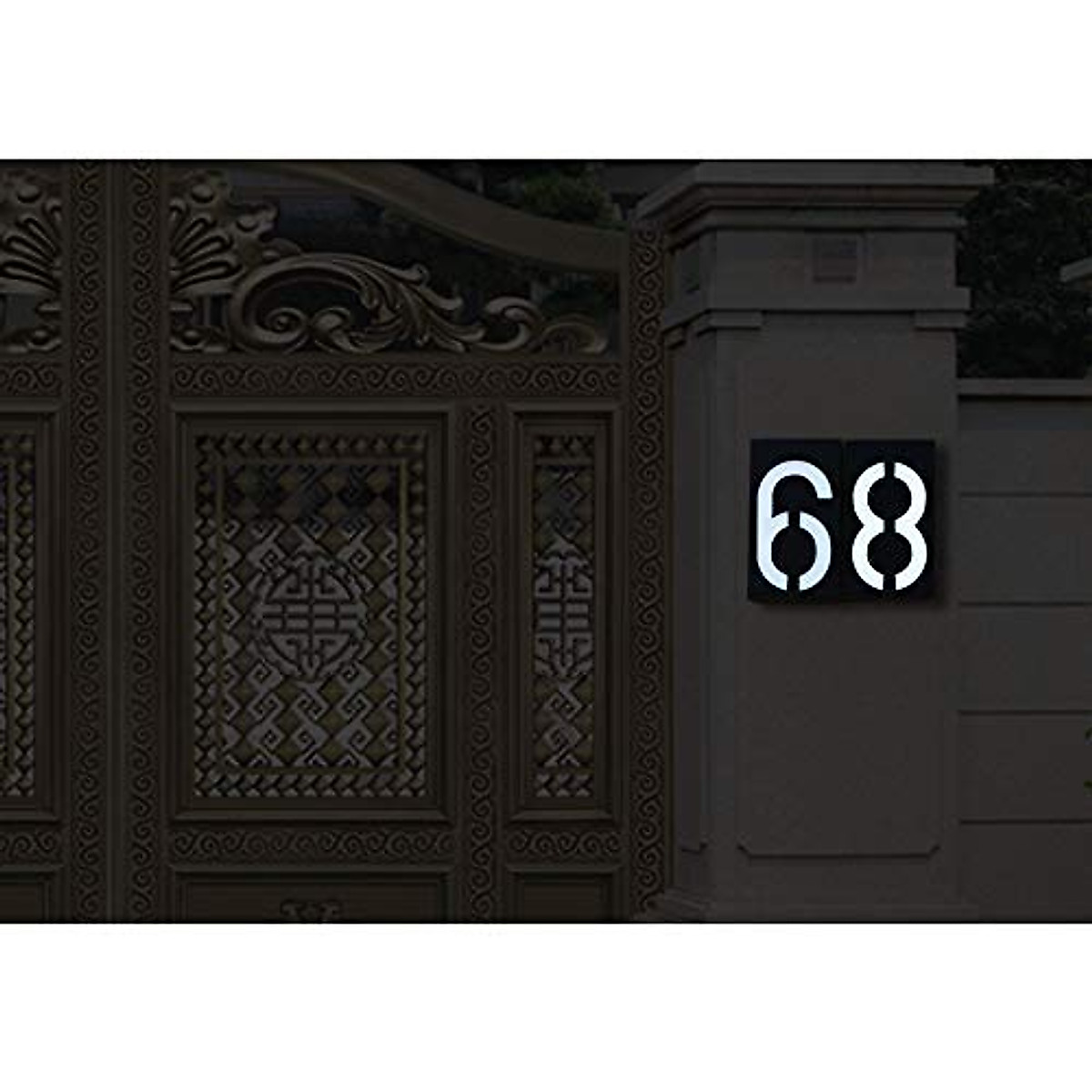 LED Solar House Number Light, Garden Numbers Solar Powered Address Sign LED Illuminated Outdoor Plaques and Wall Art Lighted Up for Home Yard Street (Digit 6)