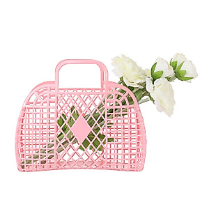 Girls Jelly Purse, Women’s Plastic Tote Bag, Jelly Bag Purse For Little Girls (Light Pink)