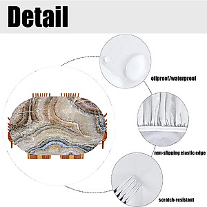ESFVRG Marble Oval Fitted Tablecloth, Surreal Onyx Stone Surface Pattern Pale Blue Details Picture, for Kitchen Dining, Party, Holiday, Christmas, Buffet, Fits 42" x 60" Table, Cinnamon Grey