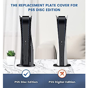 Black PS5 Faceplate Case Cover Customized PS5 Plate for Disc Playstation 5 Console Hard Shell Skin Replacement Cover Plates Matt Black Side Plate for Playstation 5
