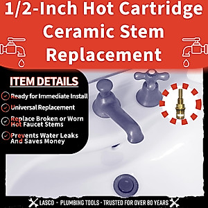 LASCO S-180-1NL 1/2-Inch No Lead Hot Ceramic Stem for Cartridge 4001