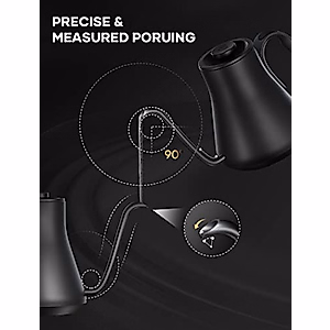 Cocinare Electric Gooseneck Kettle with Temperature Control, Pour Over Coffee & Tea, 1200W 180-sec Quick Boil Time, 600g Ultra Light, 0.9L, Black