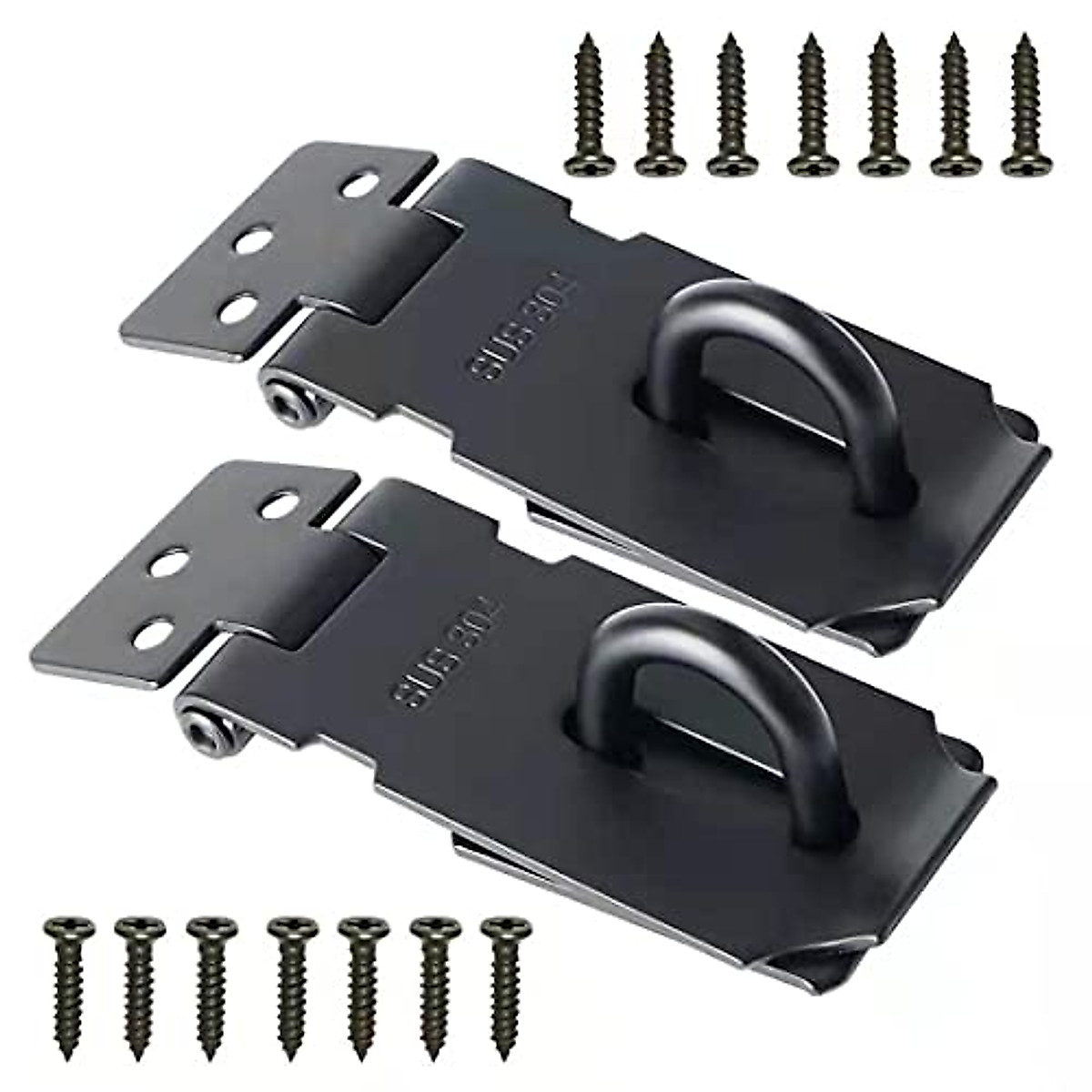 Axuansor Padlock Latch Lock 3 Inch Stainless Steel Hasp Lock Latch Matte Black Door Lock Hasp Latch with Screws for Door Shed Cabinet 2 Pack