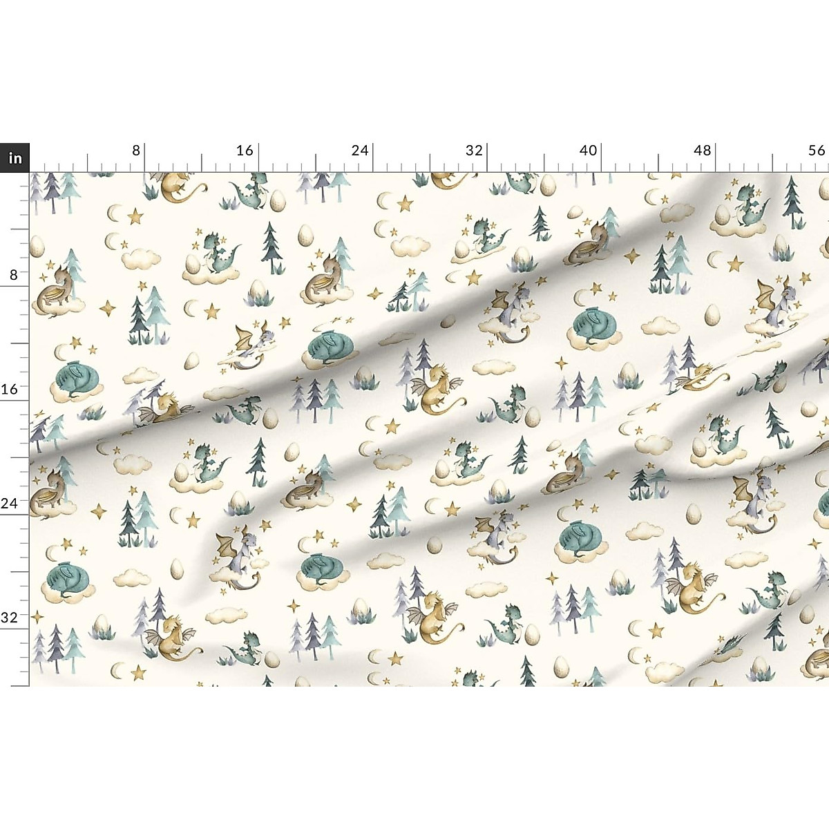 Spoonflower Fabric - Baby Dragon Whimsical Fun Cute Happy Cheerful Fantasy Mythical Beige Printed on Polartec(R) Fleece Fabric by The Yard - Sewing Blankets Loungewear and No-Sew