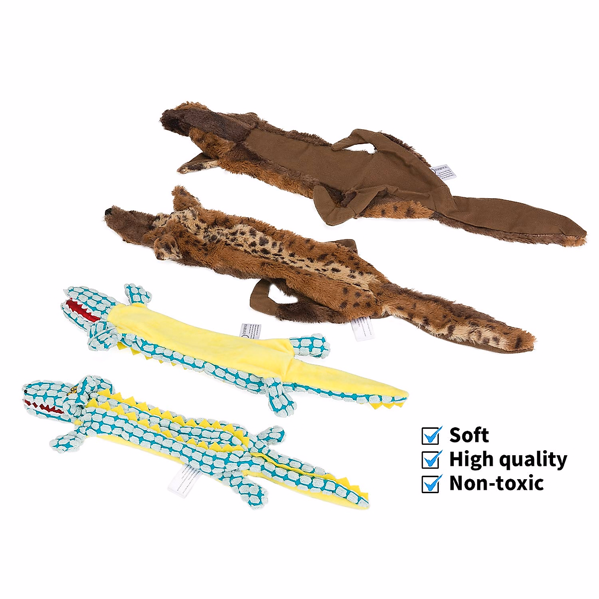 AZSSMUK Dog Squeaky Toys, Pet Crinkle Dog Toy No Stuffing Dog Plush Toys with Durable Double Layer Fabric for Small Large Dogs Chew Toys Set (3PCS)