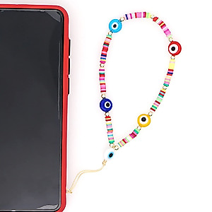 Saida Evil Eye Lucky Y2K Chain For Mobile Phone Wrist Strap Polymer Clay Wristlet String Boho Cell Phone Lanyard Beads Demon Eye key Chains style3