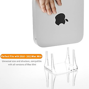 CaSZLUTION Desktop Stand for Apple Mac Mini, Acrylic Vertical Stands Holder Compatible with Apple MAC Mini 2010-2023 M1, M2, M2 Pro Chip, Clear