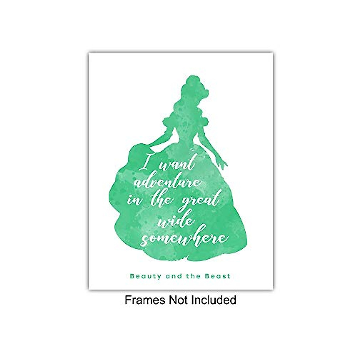 Quotes Posters - 8x10 Princess Wall Art Room Decorations - Home Decor Set for Girl Bedroom, Nursery - Cute Girly Gift for Rapunzel, Cinderella, Snow White, Ariel, Belle and World Fan print