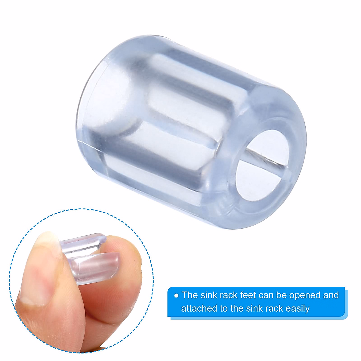 PATIKIL Kitchen Sink Rack Feet, 30 Pack 5mm ID x 10mm OD Plastic Sink Replacement Feet Wire Bumpers Protector for Protective Sink Grid, Clear